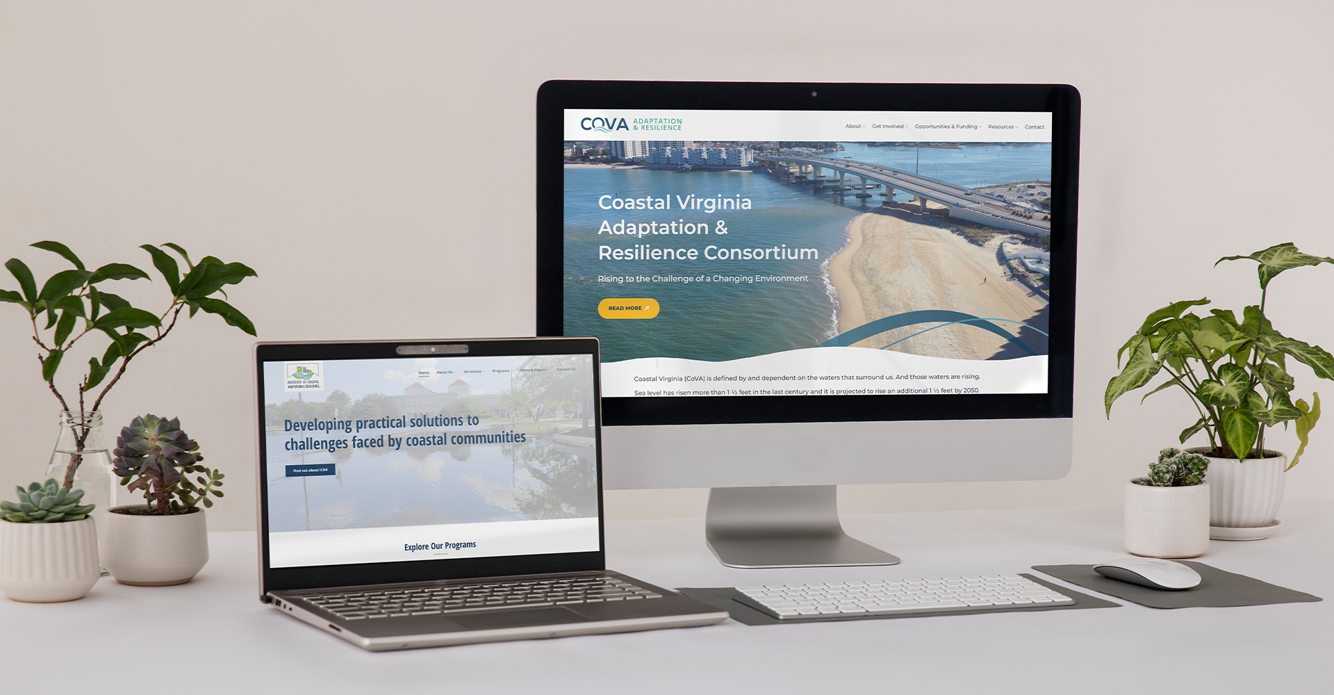 Website Design for Institute of Coastal Adaptation and Resilience, Norfolk, VA
